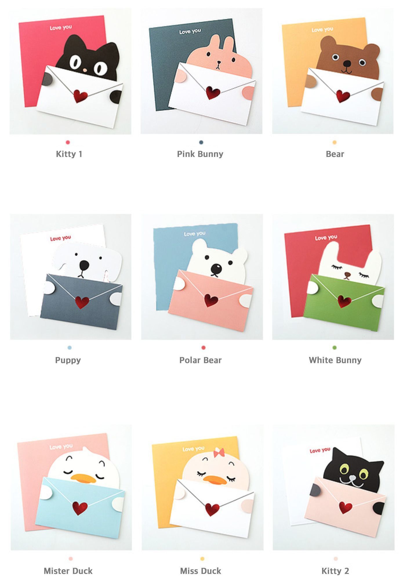MochiThings: Heart Animal Message Card