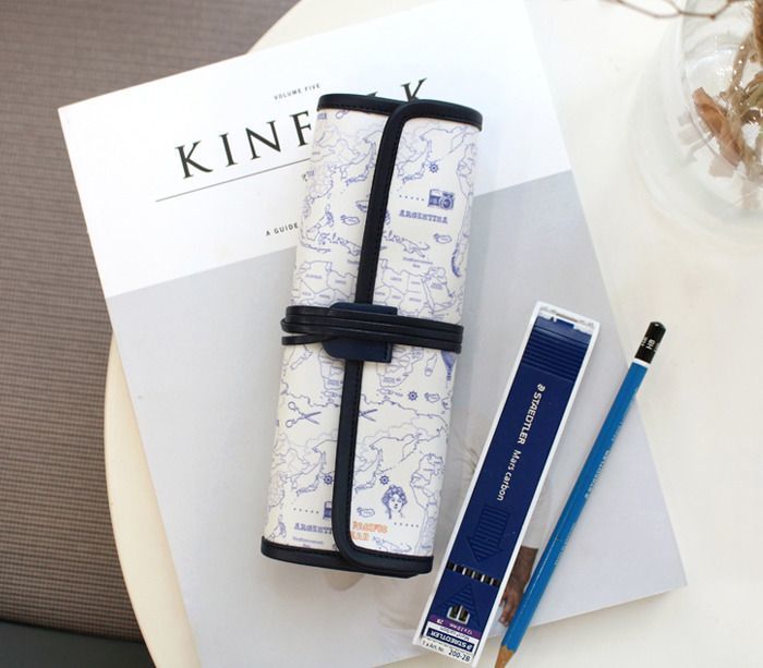 MochiThings: World Map Roll Pen Case