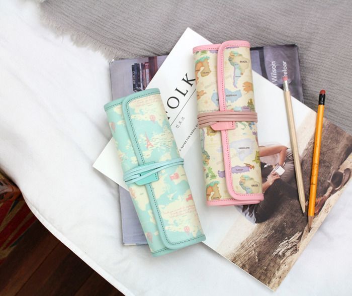 MochiThings: World Map Roll Pen Case