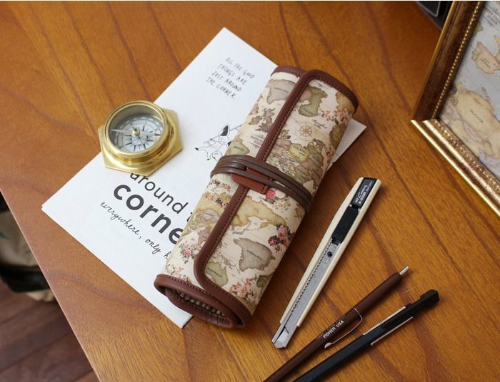 MochiThings: World Map Roll Pen Case
