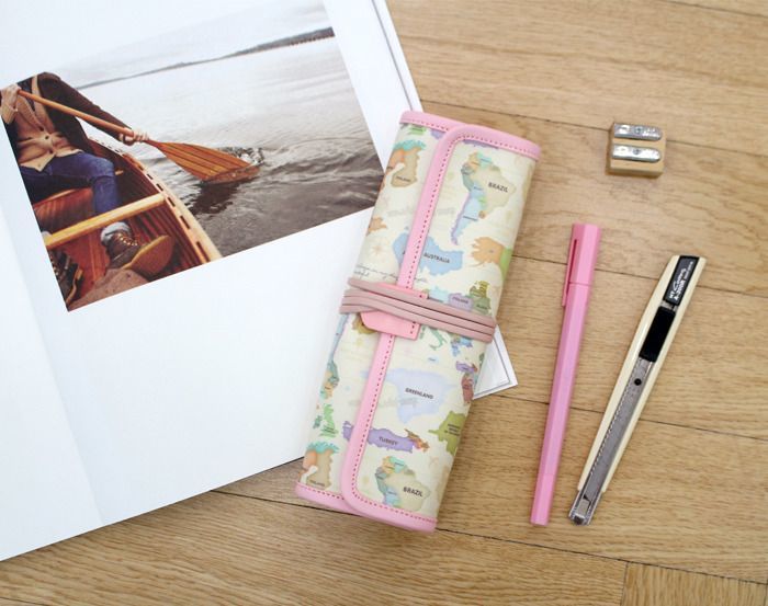 MochiThings: World Map Roll Pen Case