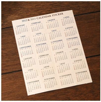 MochiThings: Calendar Sticker 2012/2013