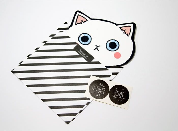 MochiThings: Mini Kitty Face Card Set