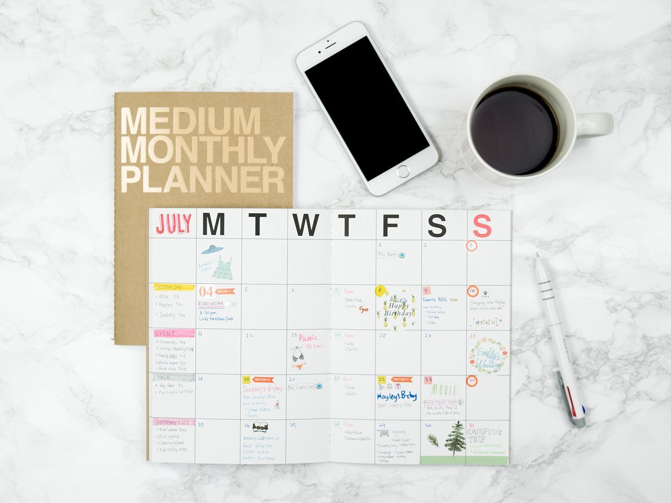 MochiThings: Gold Medium Monthly Planner
