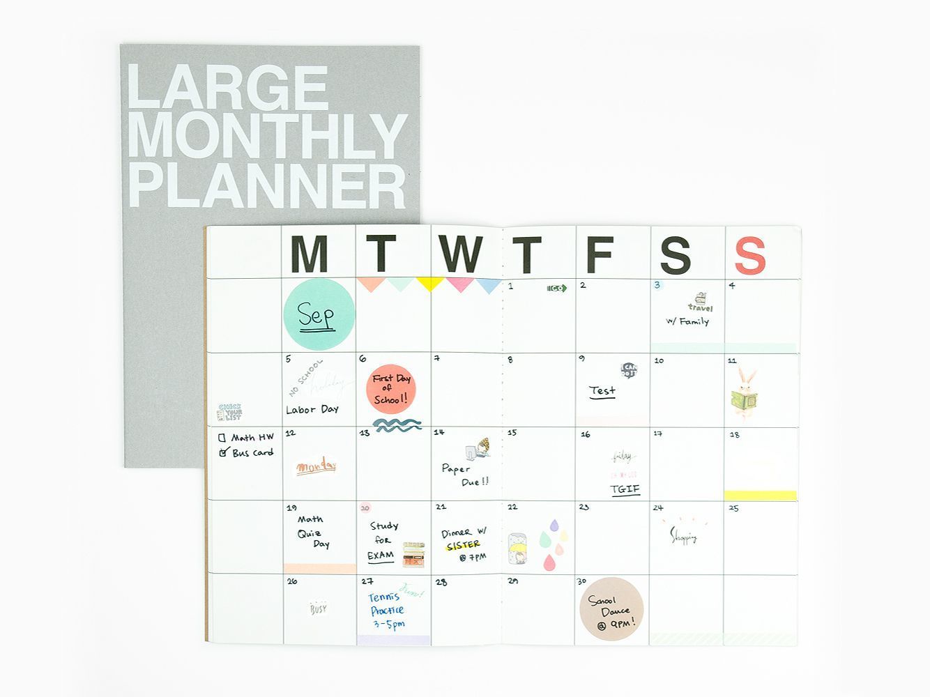 MochiThings: Gray Large Monthly Planner