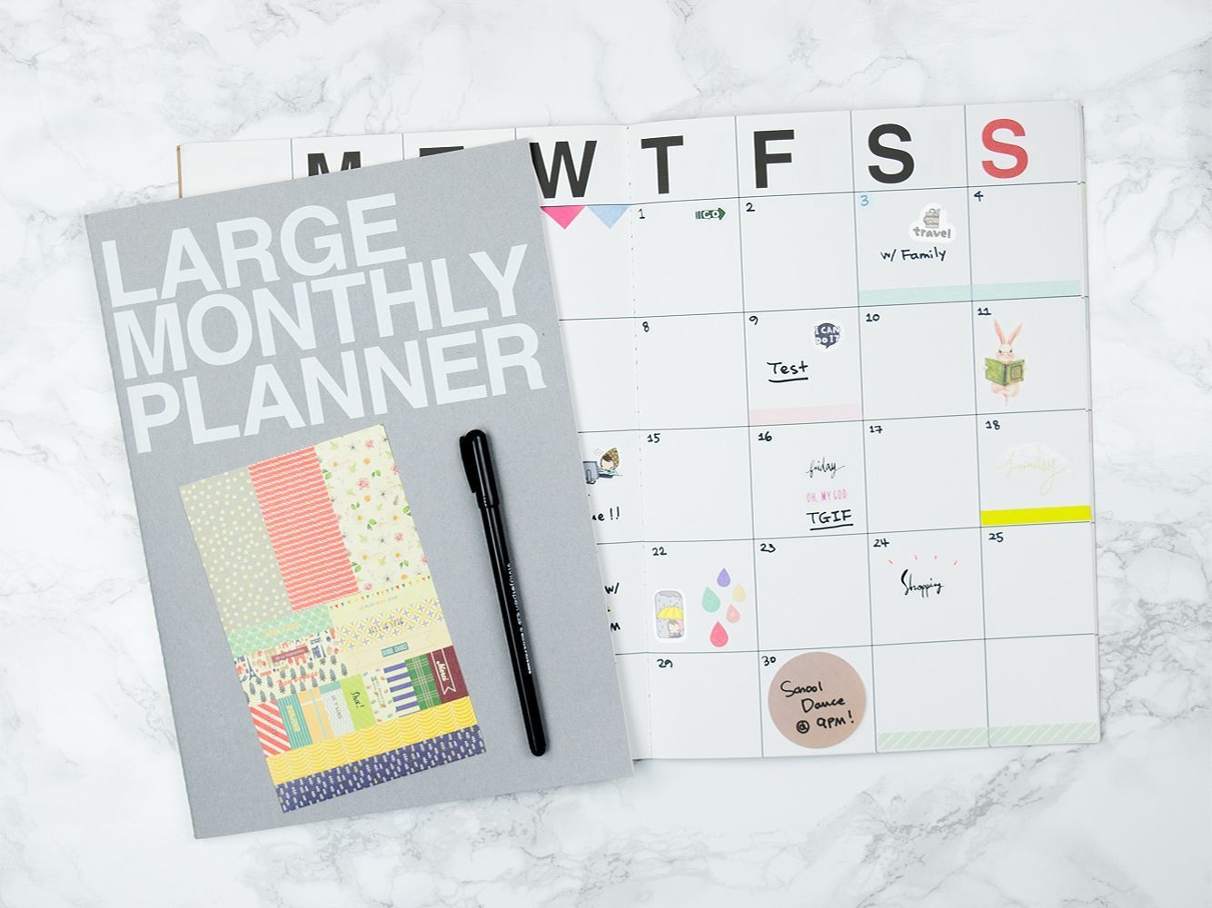 MochiThings: Gray Large Monthly Planner