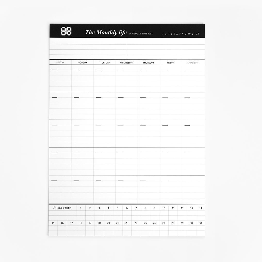 MochiThings: Large The Monthly Life Schedule Notepad