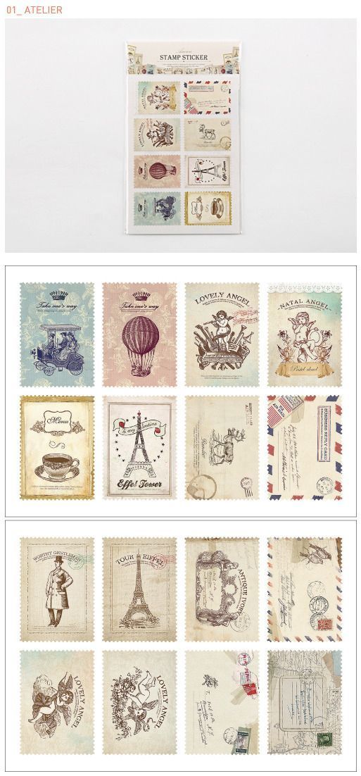 MochiThings: Antique Stamp Sticker Set v1