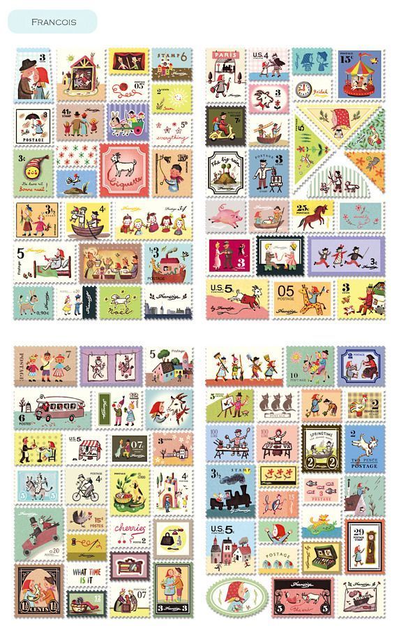 MochiThings: Classic Vintage Stamp Sticker Set