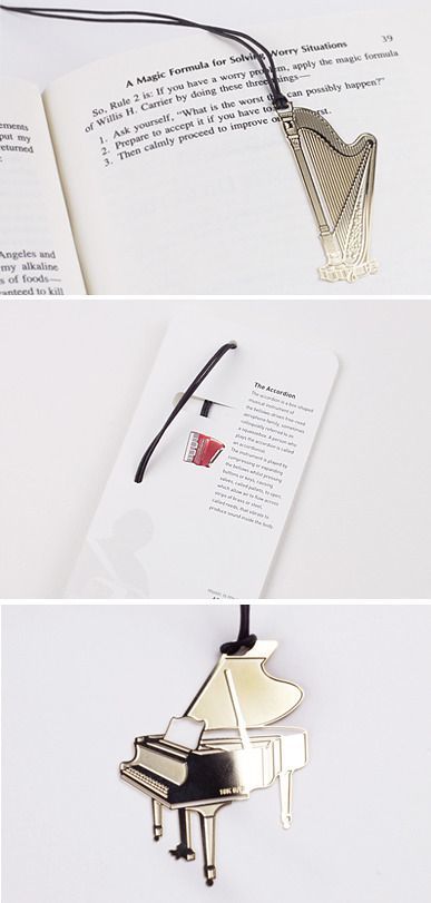 MochiThings: Gold Musical Instrument Bookmark