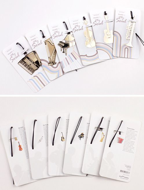 MochiThings: Gold Musical Instrument Bookmark