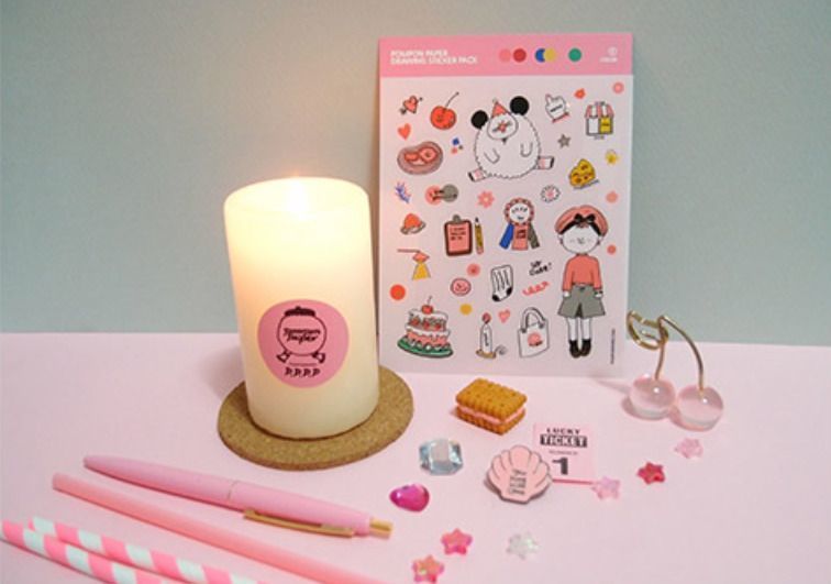 MochiThings: Pompon Drawing Sticker Set