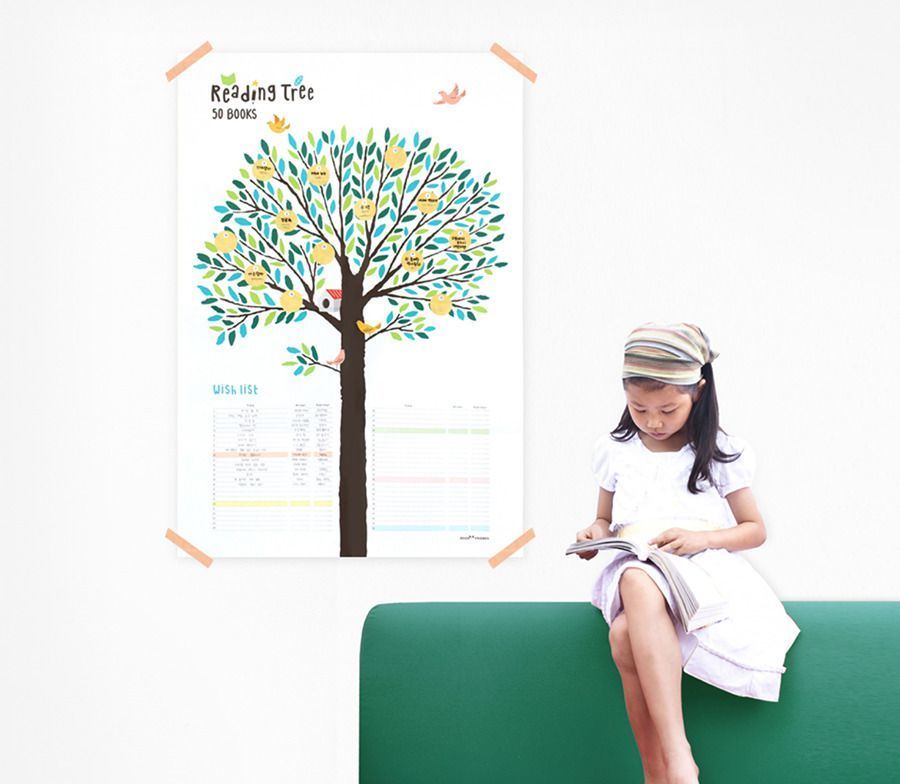 MochiThings: Large Reading Tree Goal Poster & Sticker Set