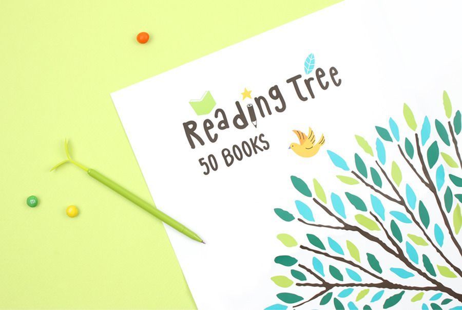 MochiThings: Large Reading Tree Goal Poster & Sticker Set