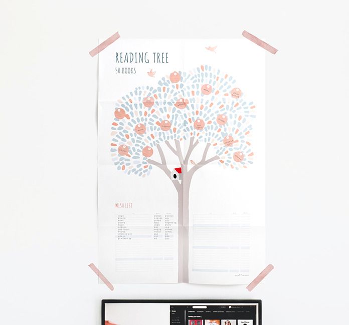 MochiThings: Large Reading Tree Goal Poster & Sticker Set