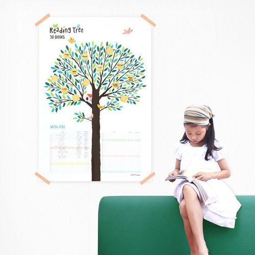 MochiThings: Large Reading Tree Goal Poster & Sticker Set