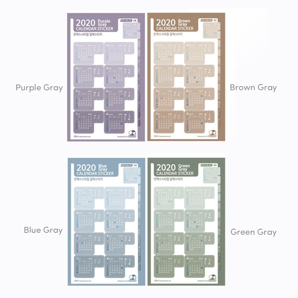MochiThings: 2020 Gray Themed Calendar Index Sticker